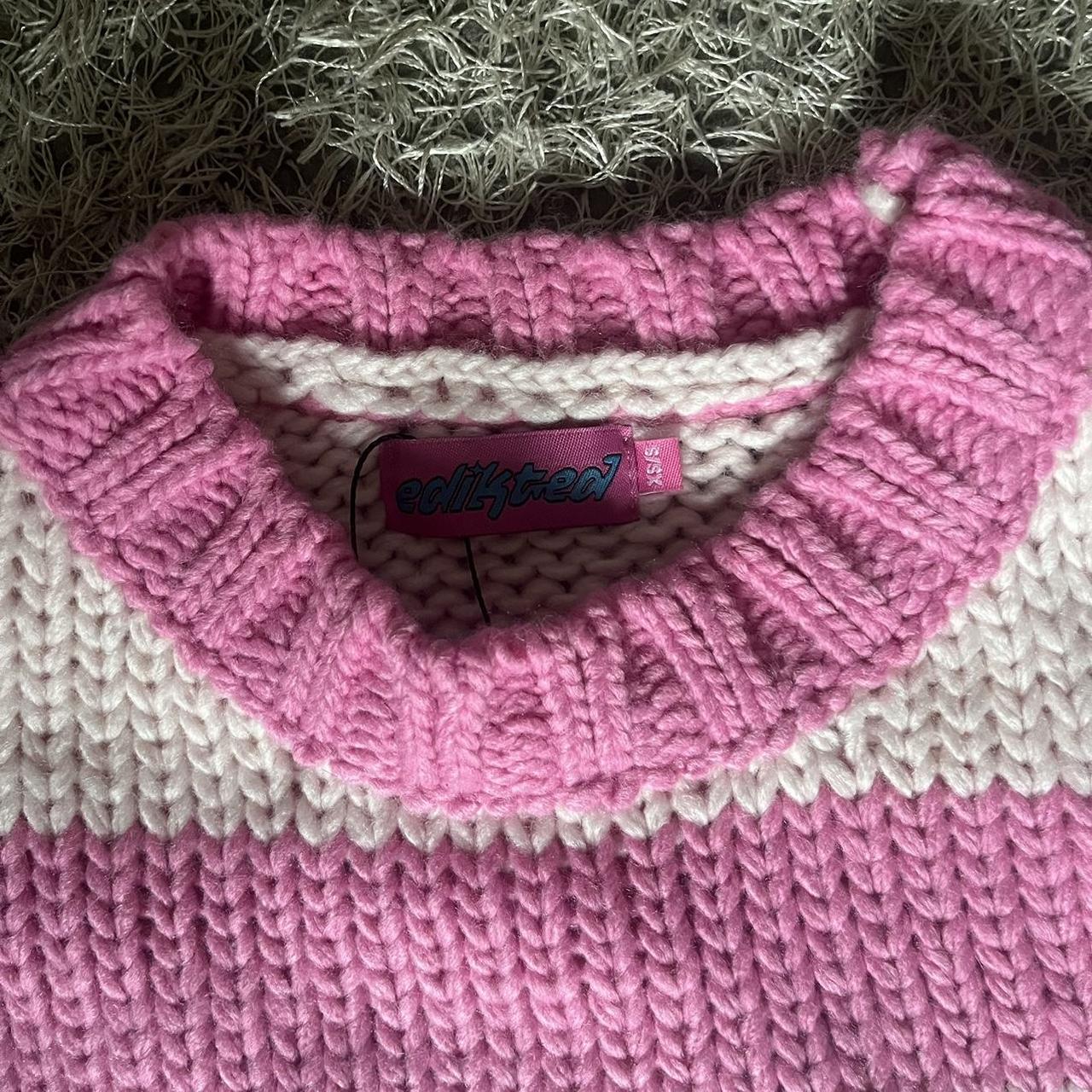 Edikted Ozzy Striped Cropped Sweater in pink Brand... - Depop