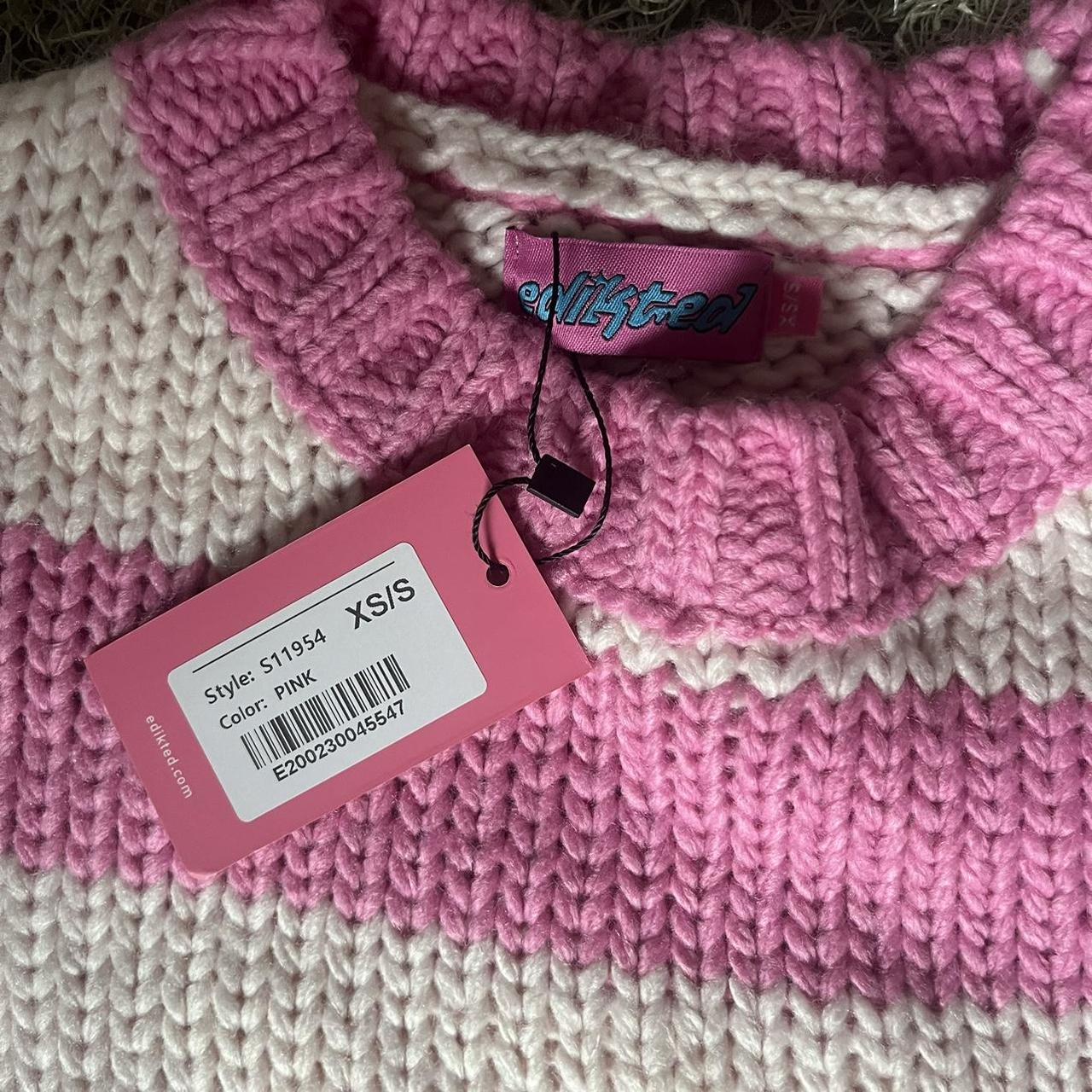 Edikted Ozzy Striped Cropped Sweater in pink Brand... - Depop