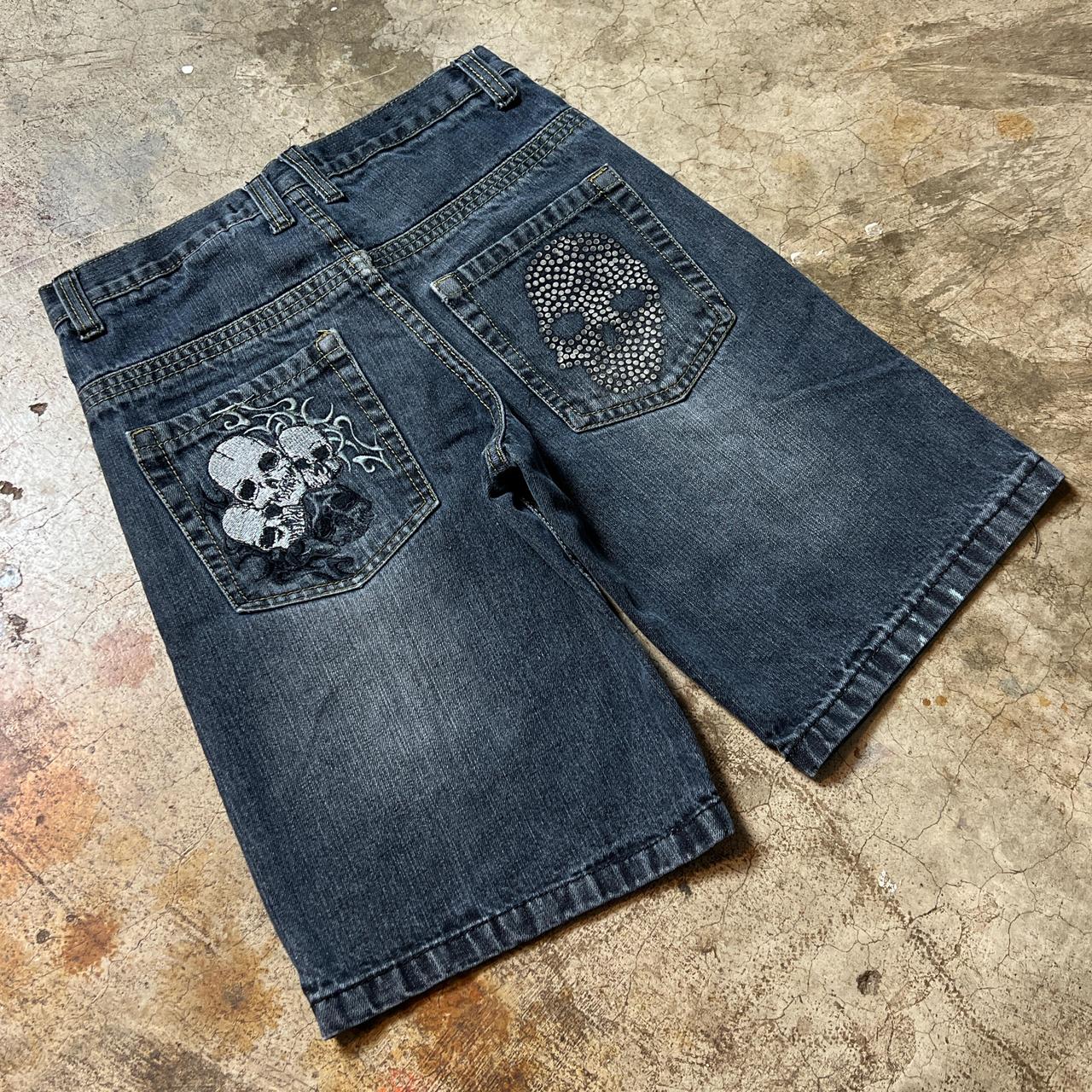 Insane Vintage Y2K skull embroidered Paco Jorts... | Depop
