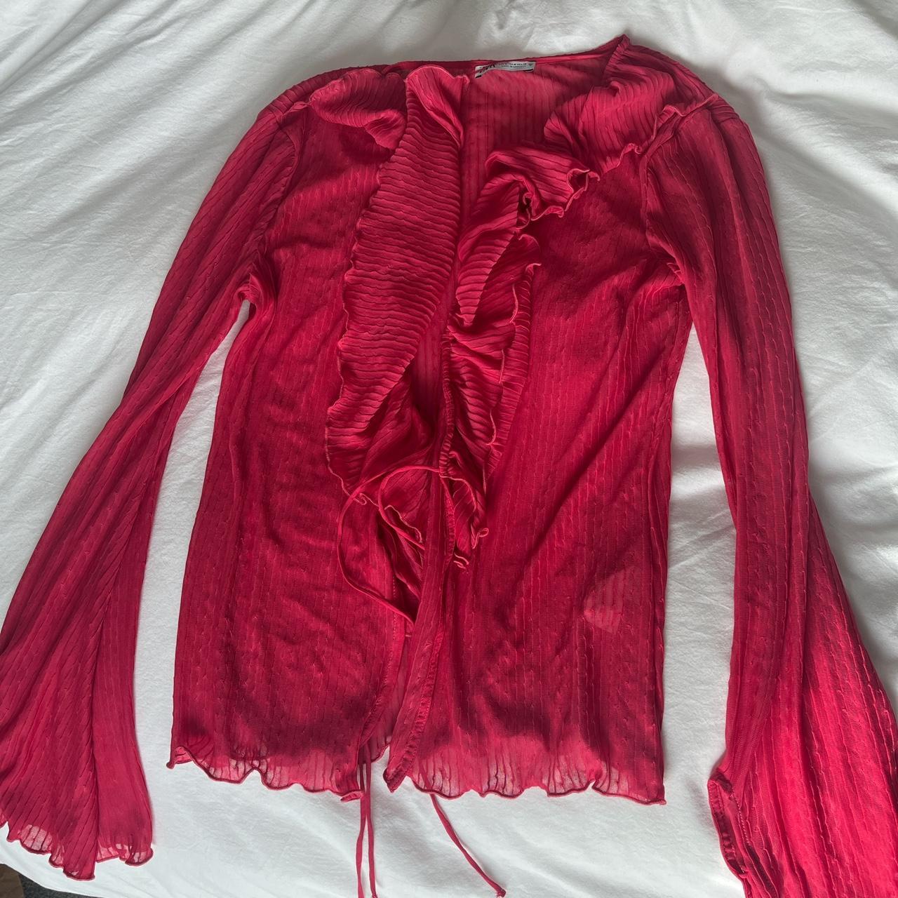 Zara pleated top with ruffles dark... - Depop