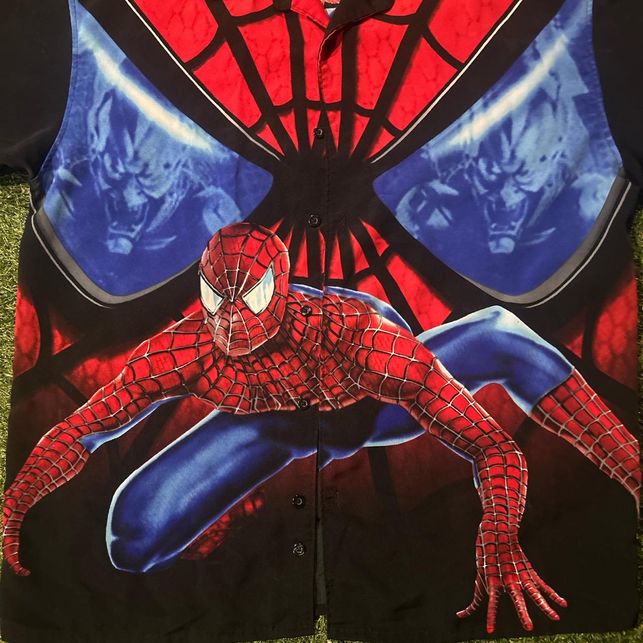 Vintage 2002 Y2K Spider Man Button up Marvel movie... | Depop