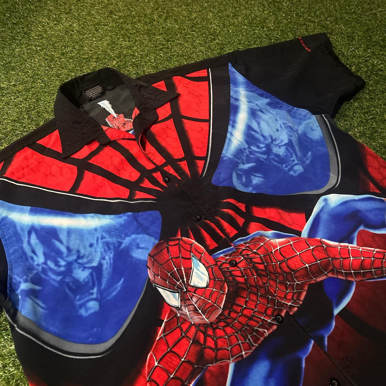 Vintage 2002 Y2K Spider Man Button up Marvel movie... | Depop