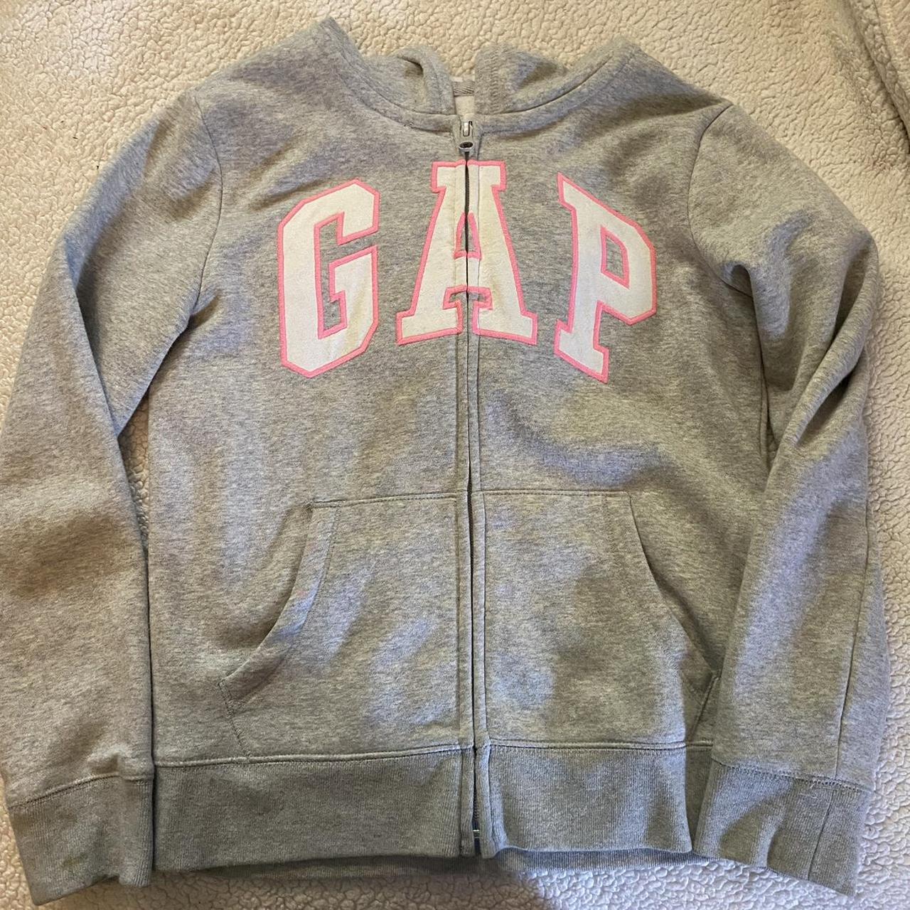 grey pink gap zip up -XXL KIDS - few flaws #gap - Depop