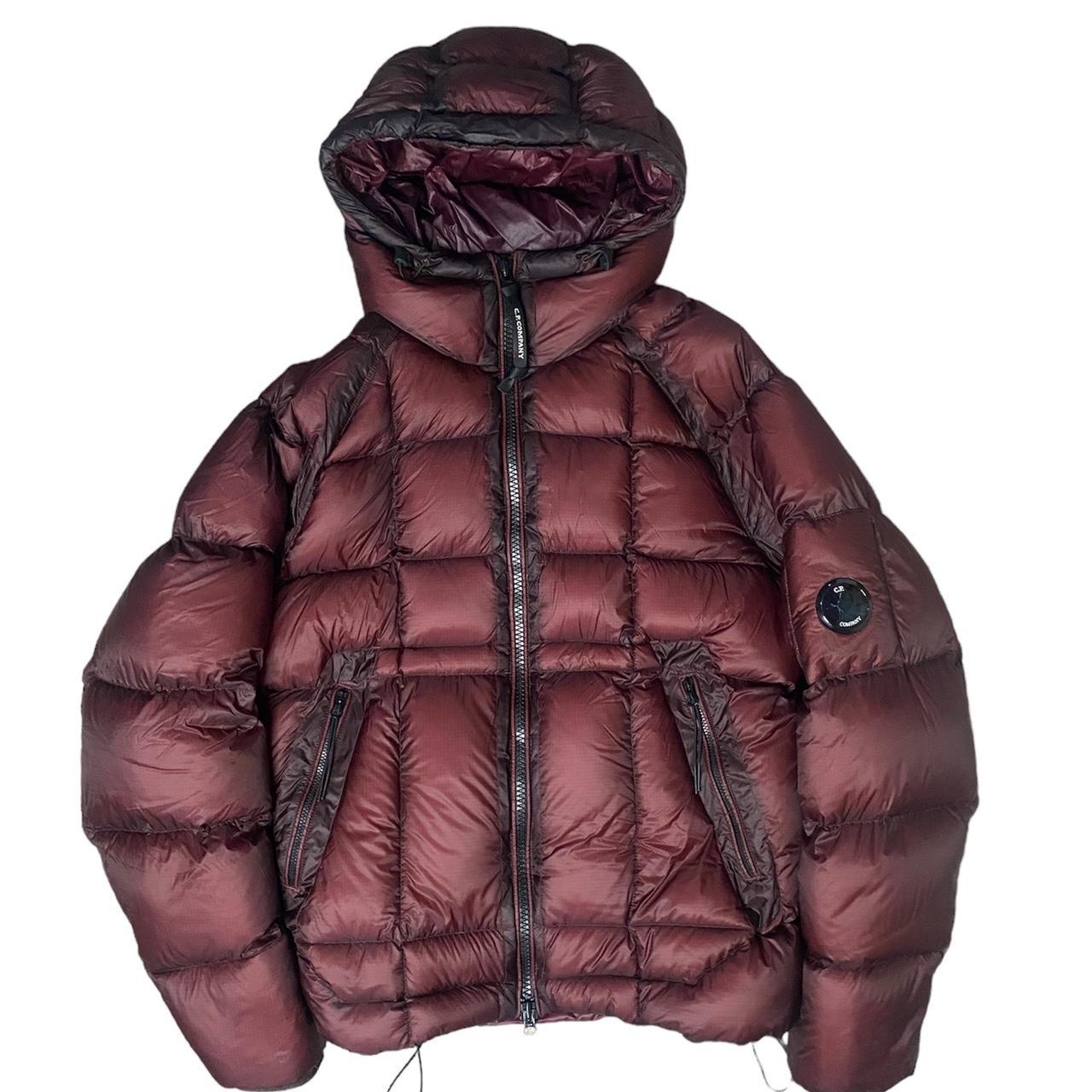 cp company DD shell puffer jacket burgundy... - Depop