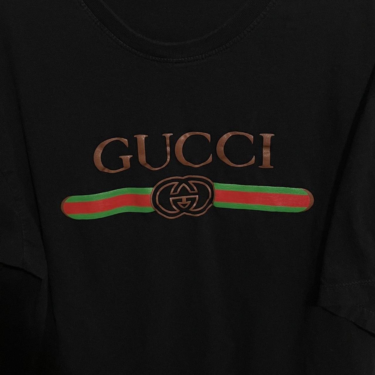 XL Black “Gucci” Bootleg Shirt Tagged XL but fits... - Depop