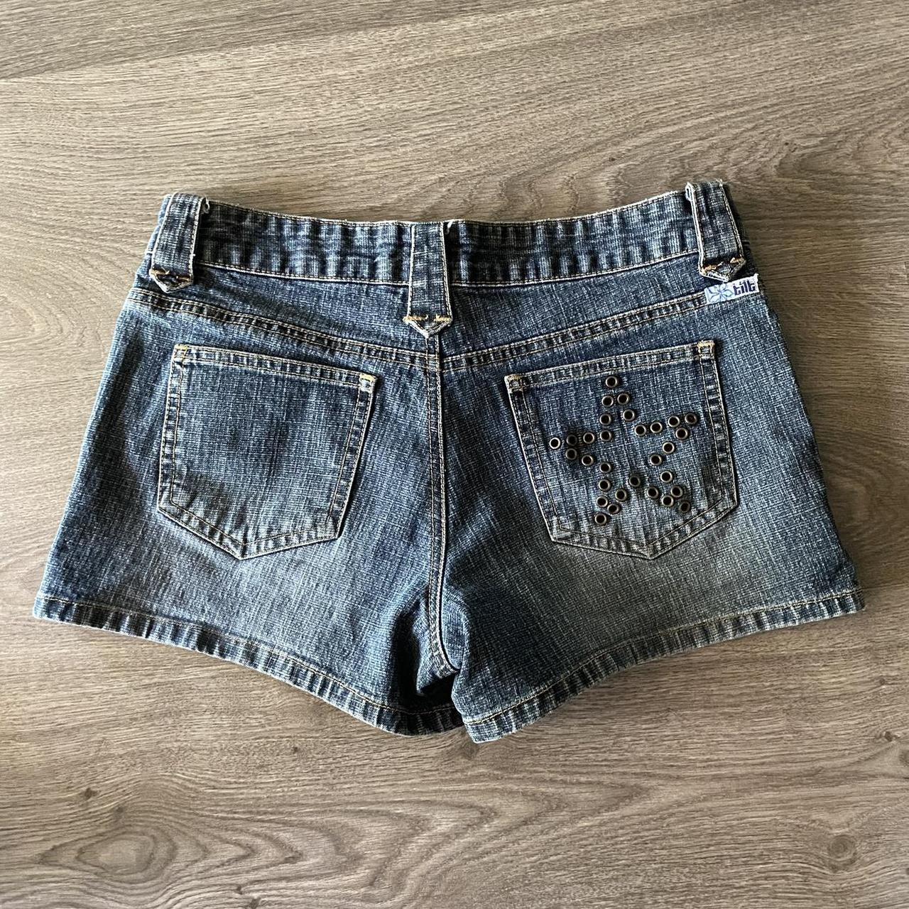 denim shorts with star detailing hip to hip- 13... - Depop