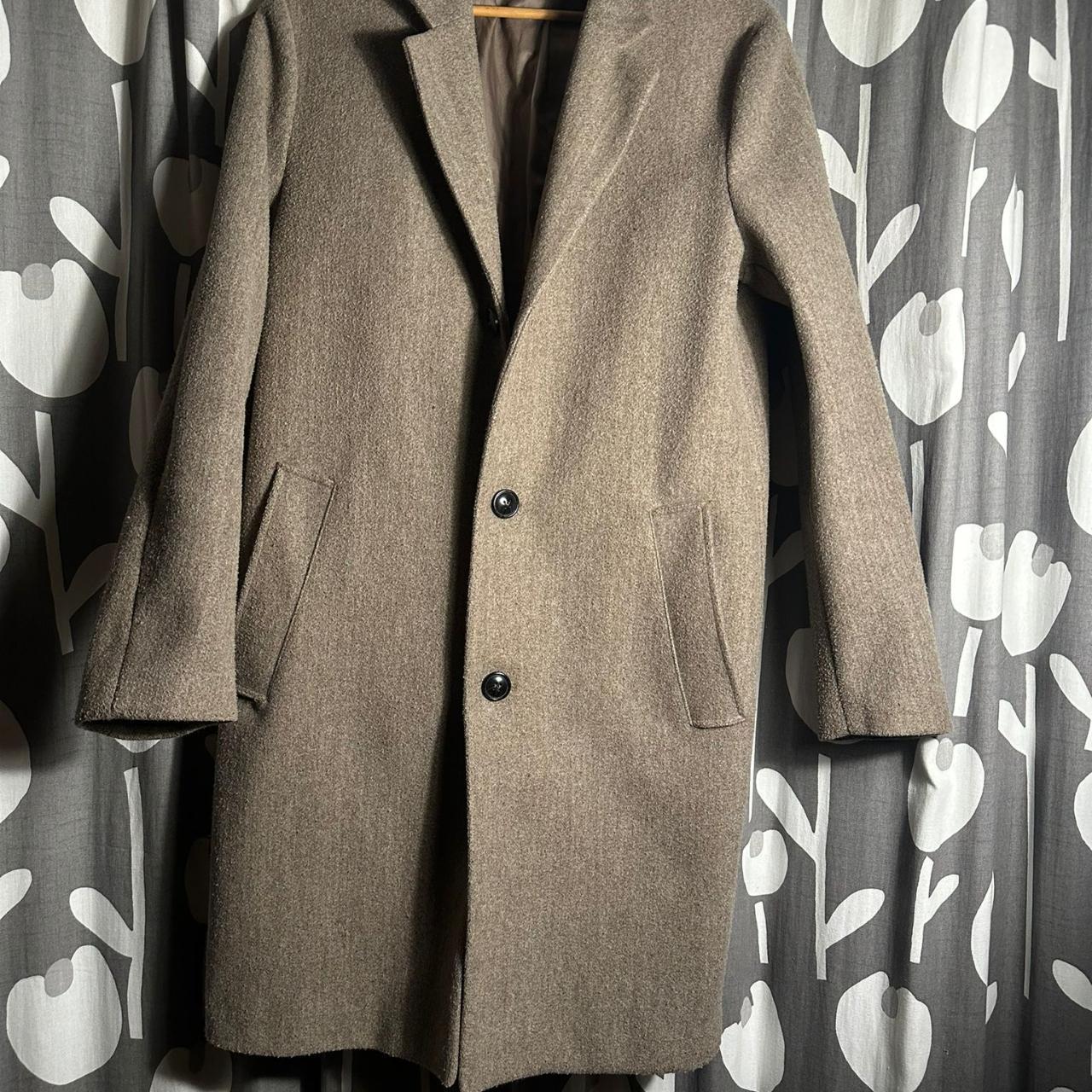 Classic Topman overcoat in a versatile taupe-gray... - Depop