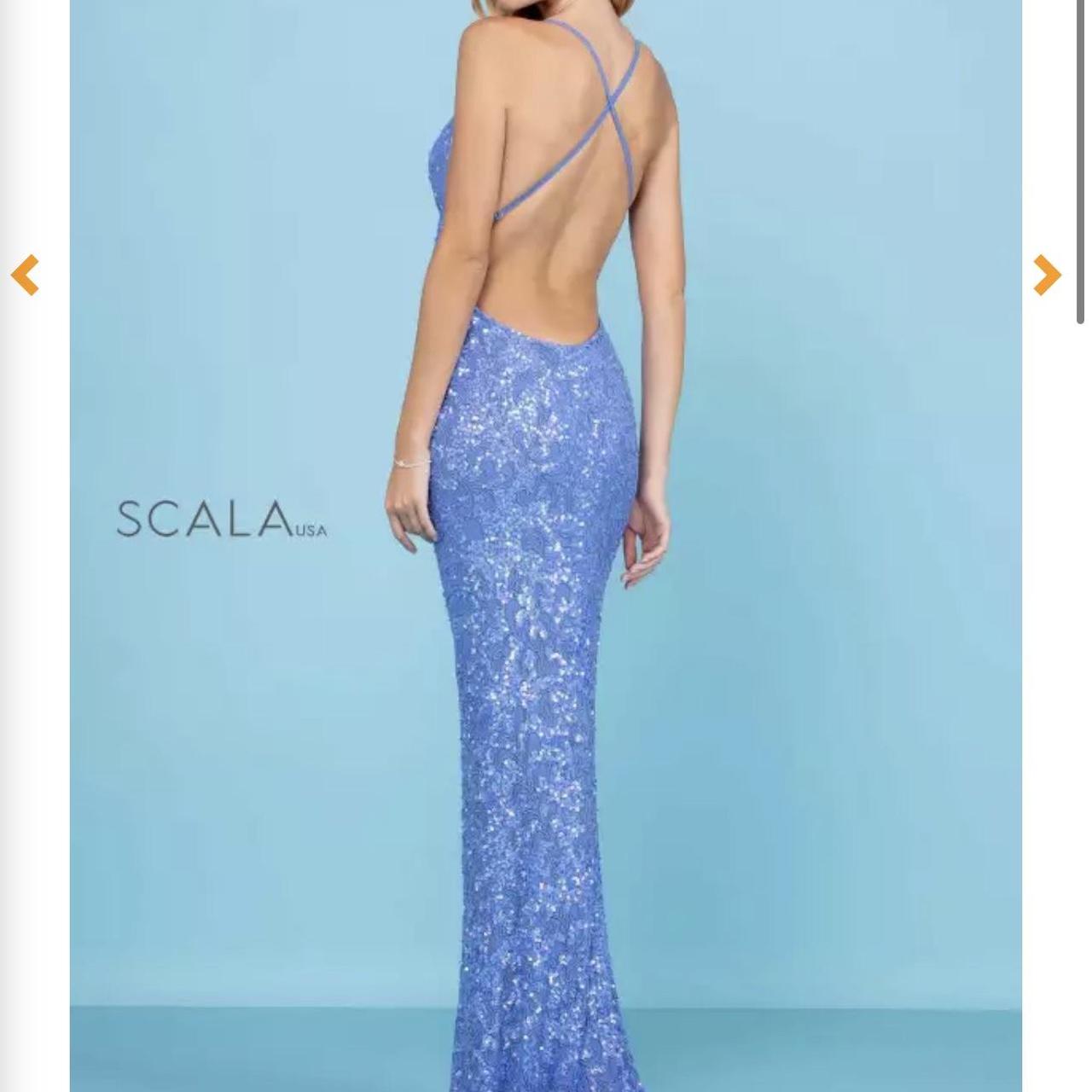 Periwinkle open back v-neck Scala prom dress. Fits... - Depop