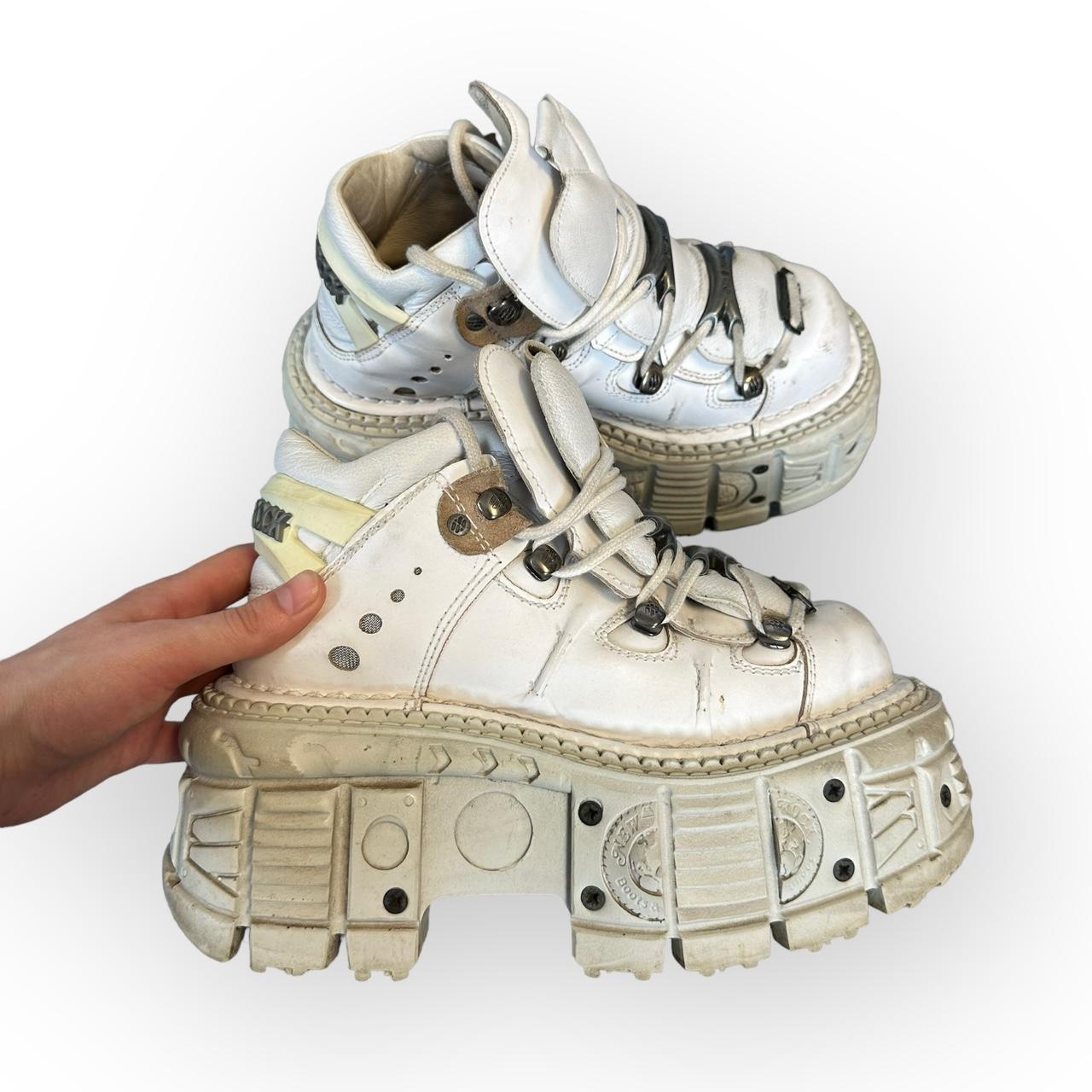 New Rock Women's White Boots | Depop