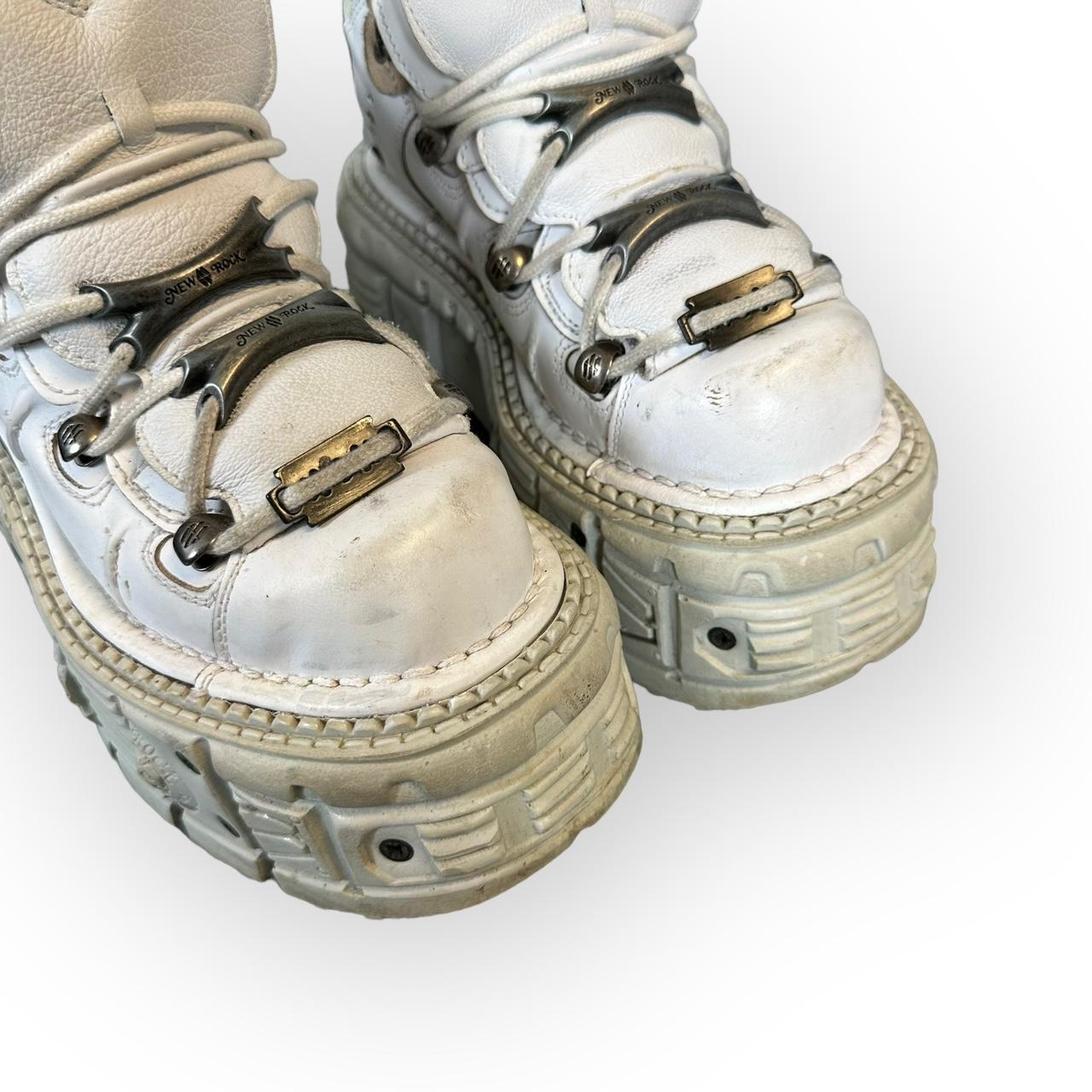 New Rock Women's White Boots | Depop