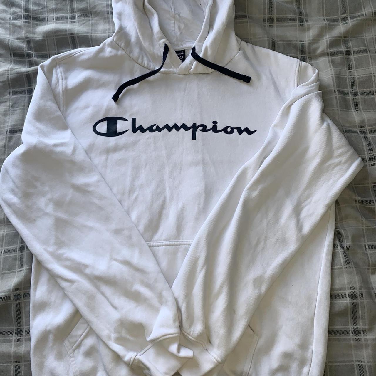 Champion - Legacy Script Logo Heavy Cotton Blend... - Depop