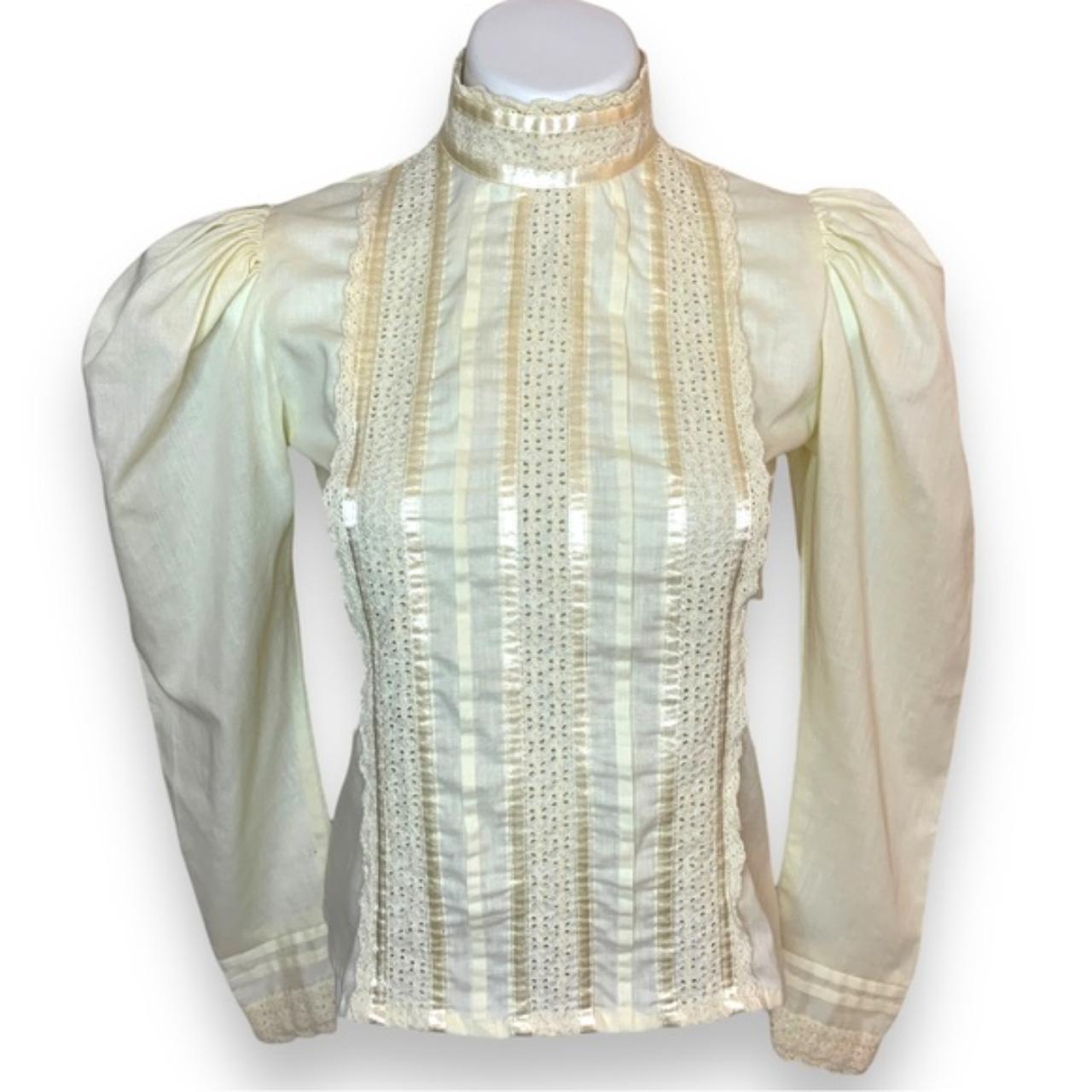 Gunne Sax Women's Cream Blouse | Depop