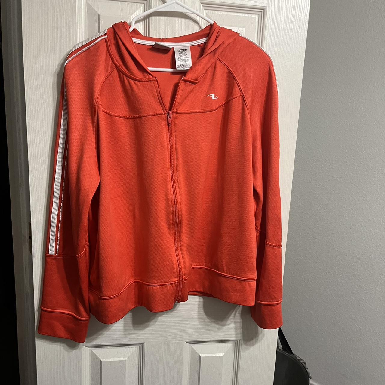 Bright red orange track jacket! Has a bit of paint... - Depop