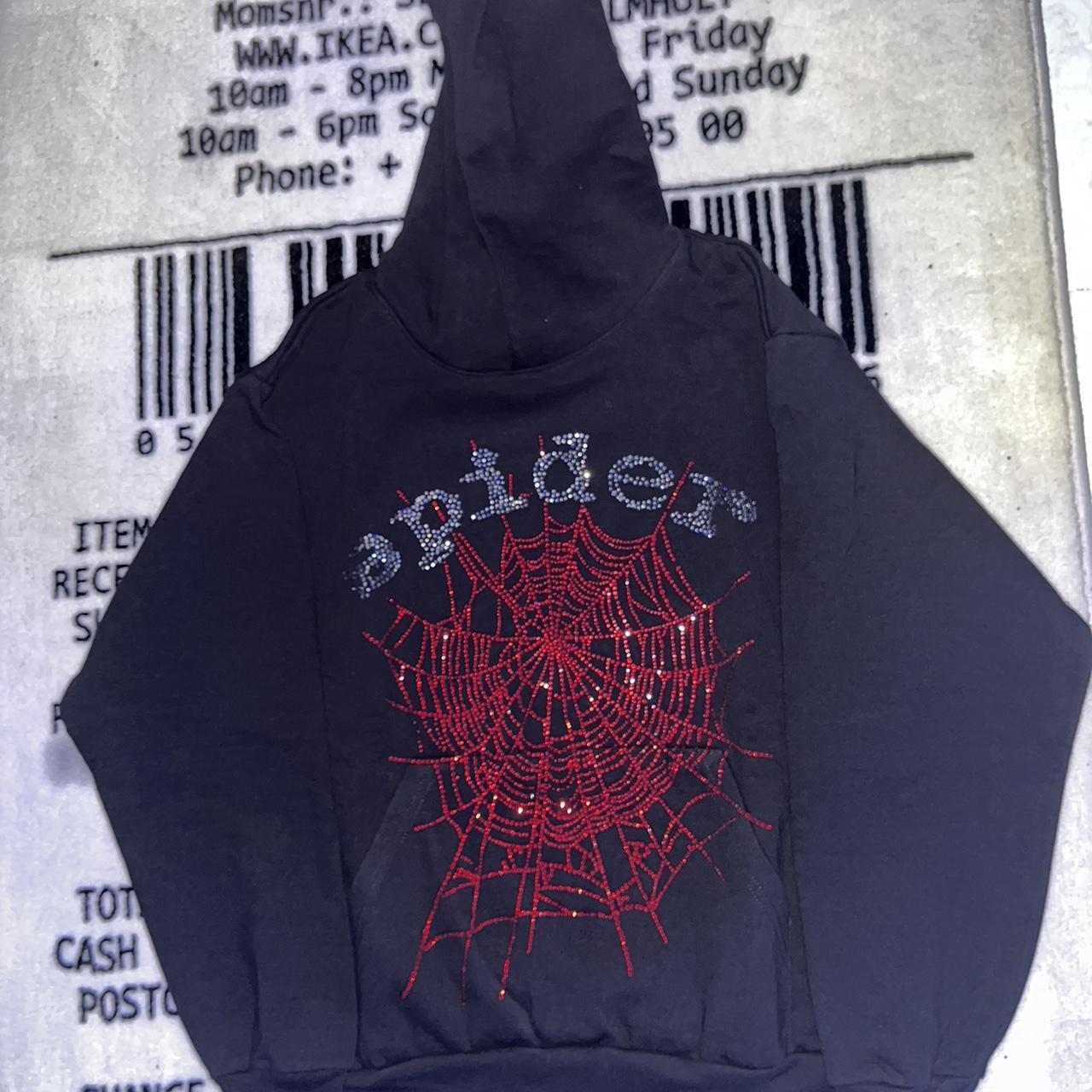 Sp5der rhinestone hoodie brand new never... - Depop