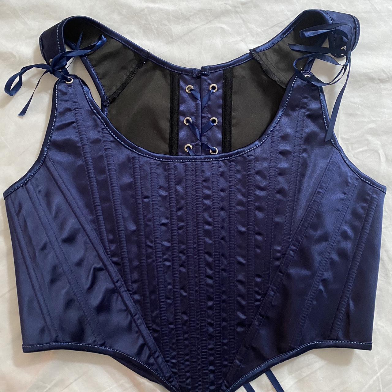 NAVY BLUE BUSTIER/CORSET M - Depop