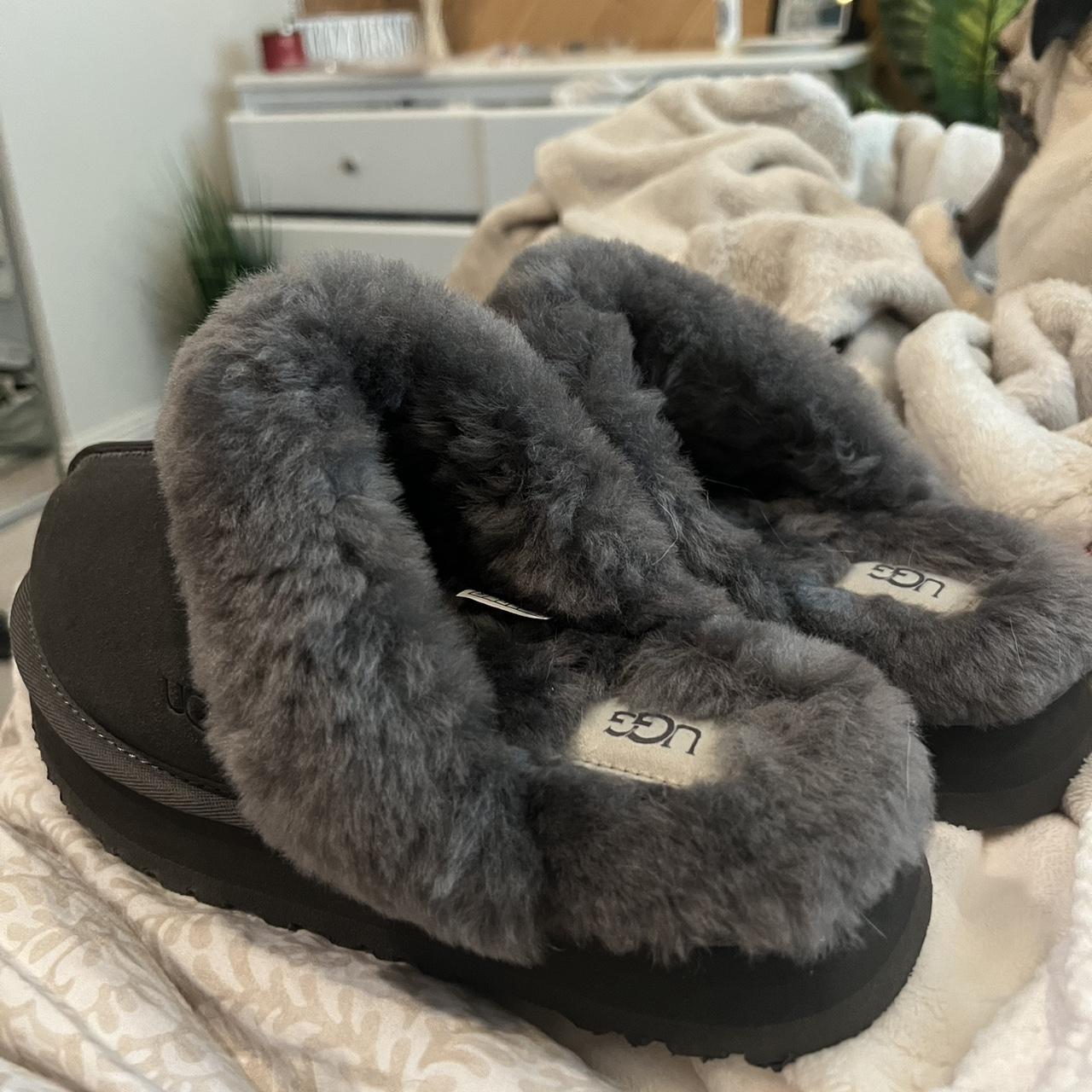 Size 8 UGG grey platform slippers. Never worn! Brand... - Depop