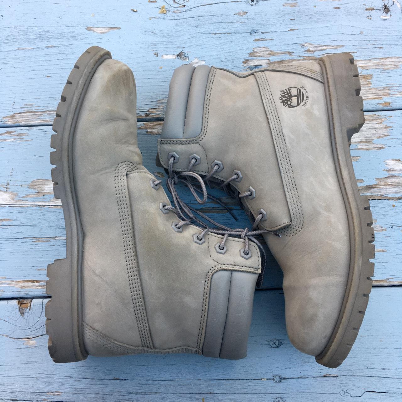 Timberland Women's Grey and Silver Boots | Depop