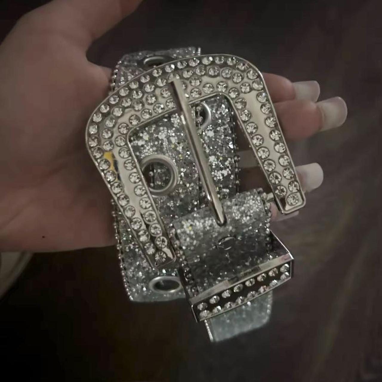 Silver Sparkly silver rhinestone belt #y2kfashion... | Depop