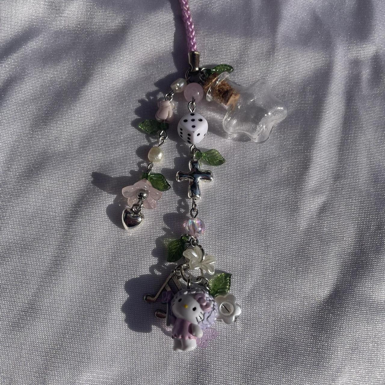 hello kitty lavender phone charm handmade by... - Depop