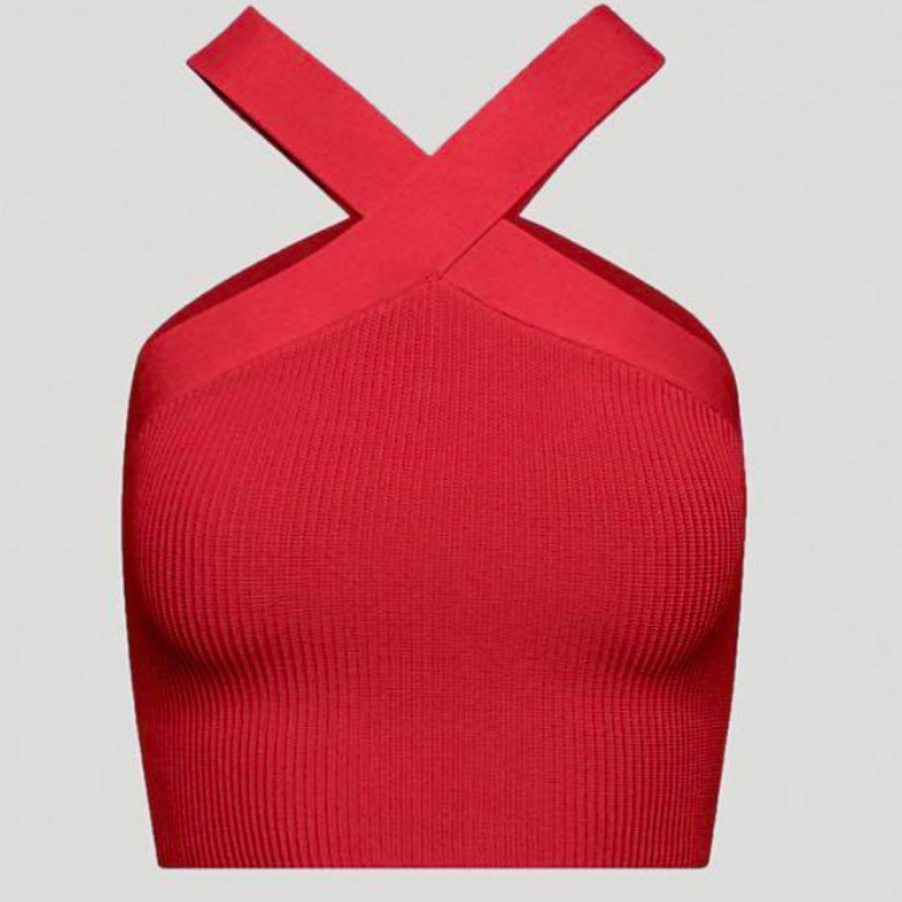 Aritzia cropped criss cross top in red, worn only a... - Depop