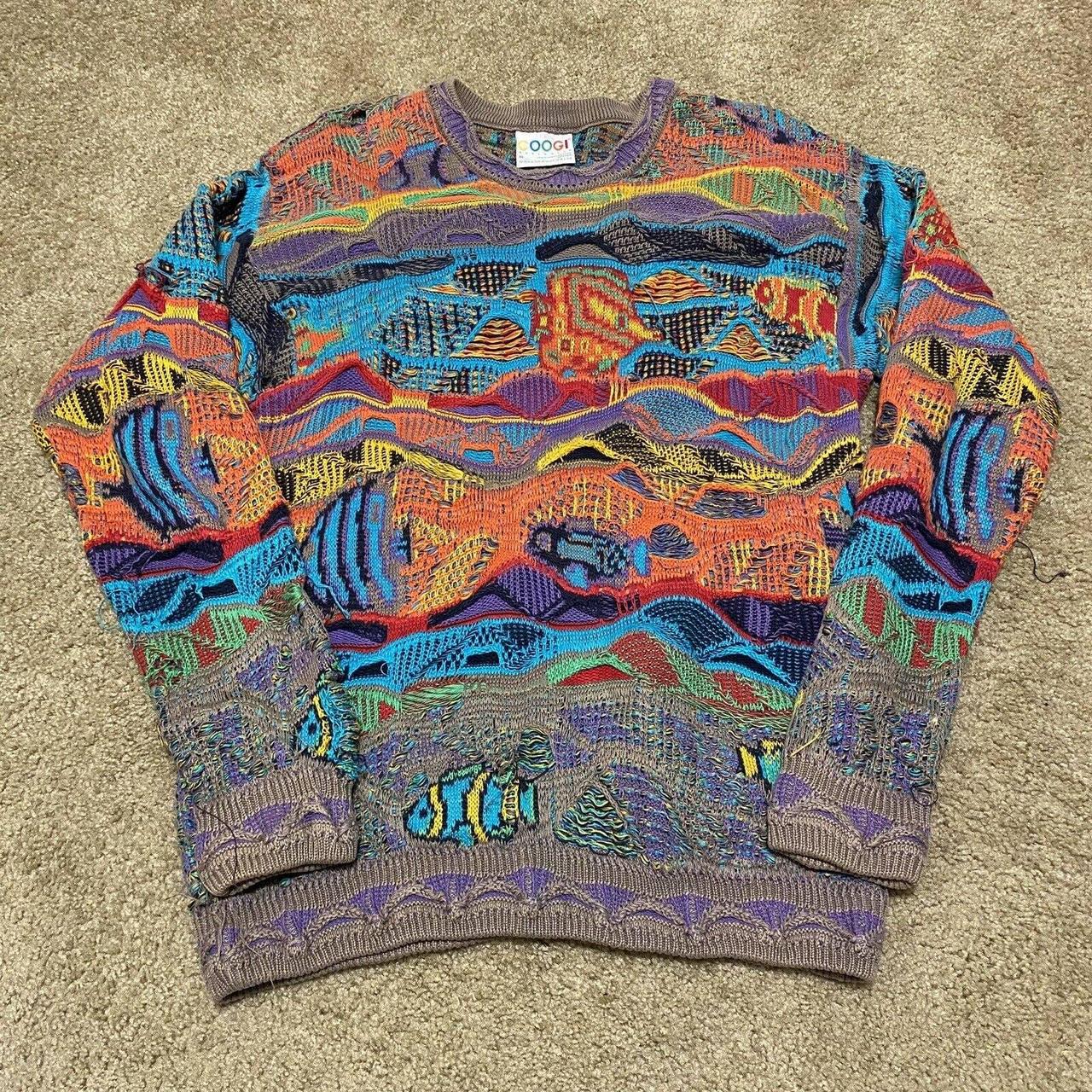 Vintage COOGI Sweater Mens Size Medium Multicolor... - Depop