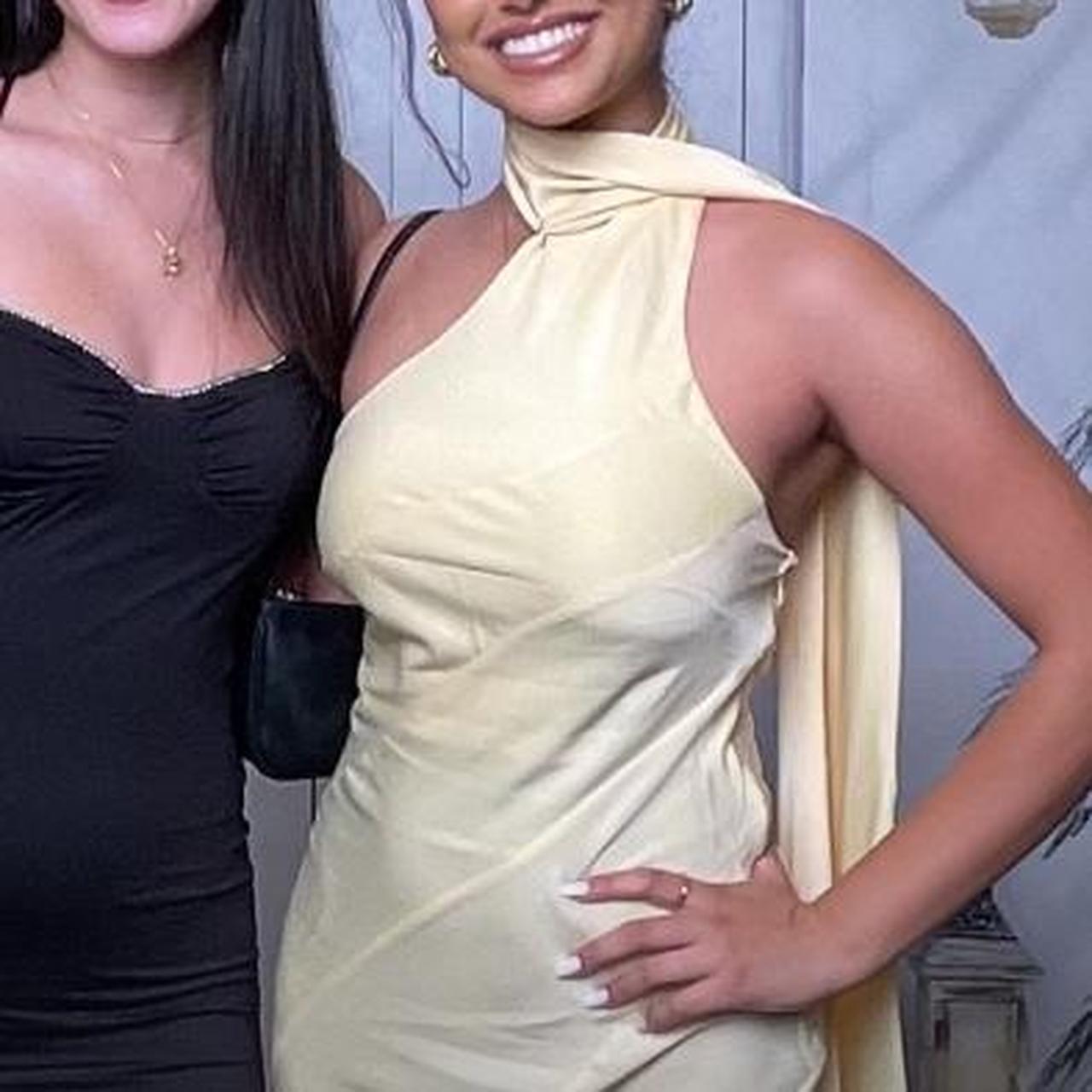 girl gleam satin maxi dress 🌟 the cutest yellow... - Depop