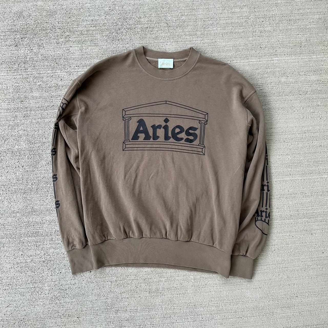 aries column crewneck sweatshirt brown size medium... - Depop