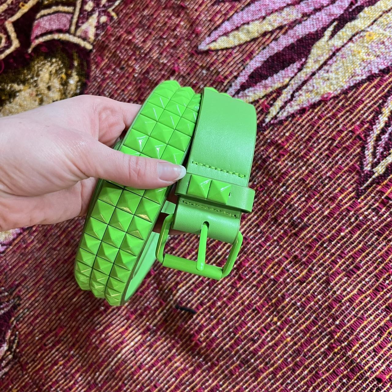 neon green studded belt #studdedbelt #emo #rave - Depop