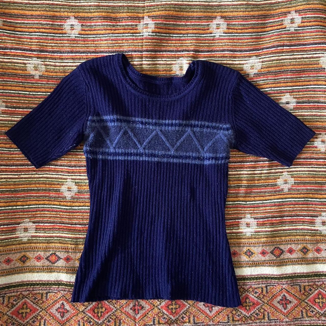 deep blue top 🌀 warm and comfy! will fit a size 8... - Depop