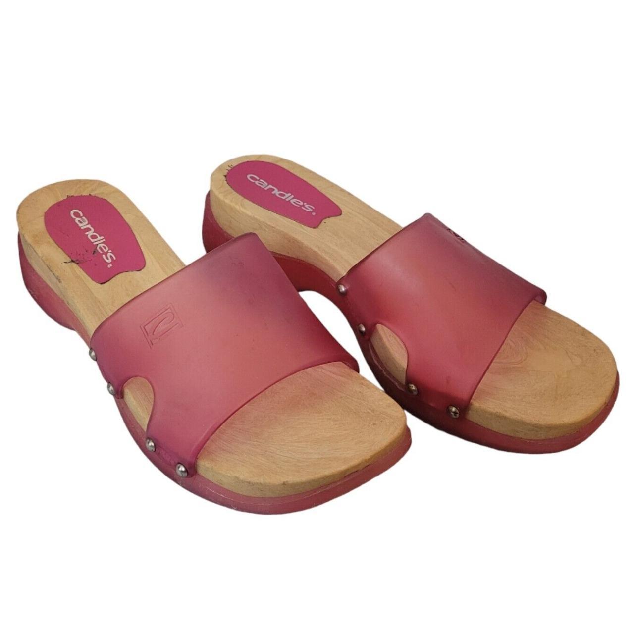 Vintage 90s Candie's Gummy & Wood Chunky Sandals... - Depop