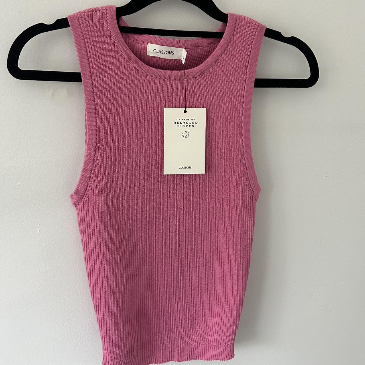 glassons ribbed pink top size S - Depop