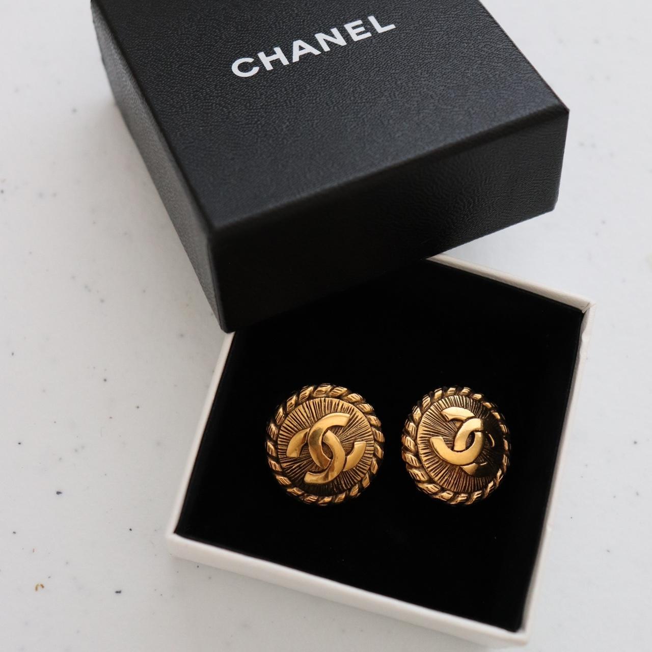 Chanel vintage earrings. Comes with box Both... - Depop