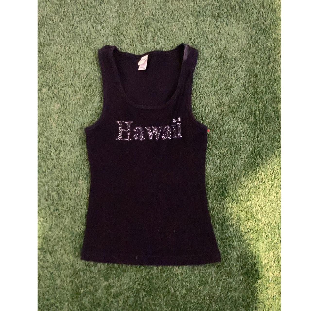 Vintage y2k kavio! 100% cotton black hawaii ribbed... - Depop