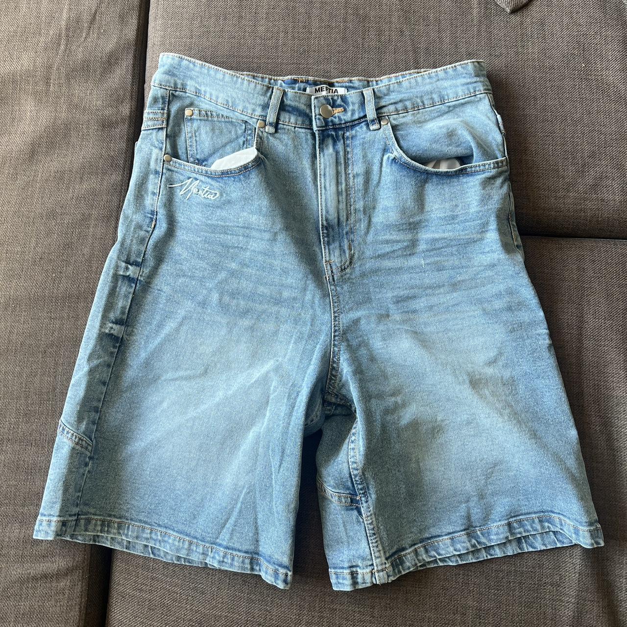 Worn once, blue jorts - Depop