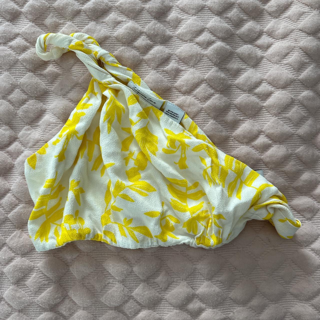 Turquoise lane one shouldered mini crop with twist... - Depop