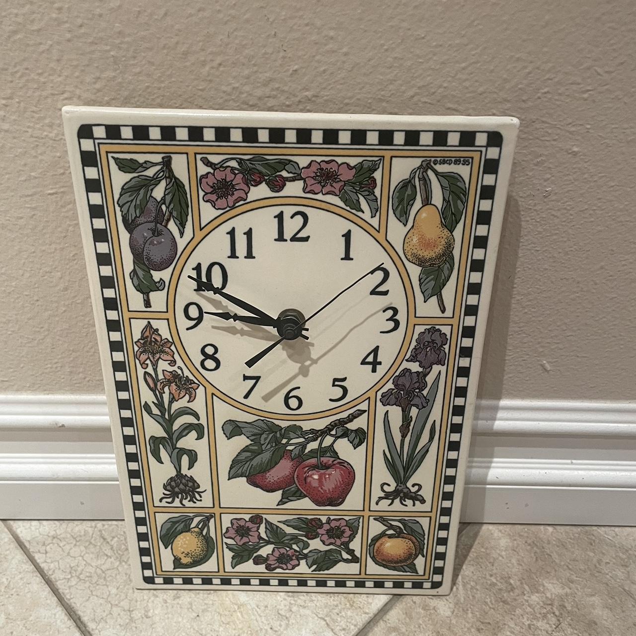 Ceramic kitchen tile wall clock. Dimension: 12" X 8" - Depop