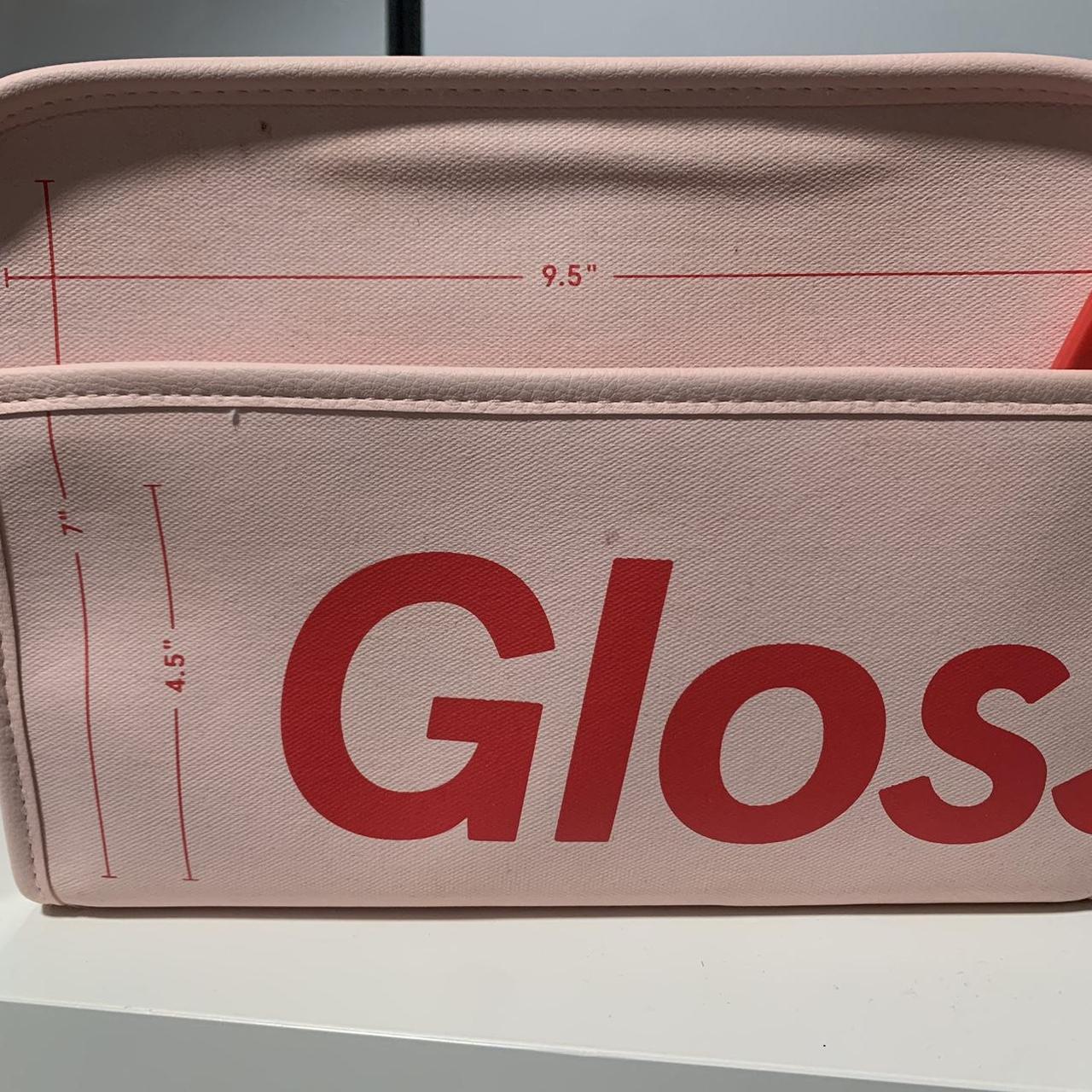 Glossier makeup bag with red insert inside - Depop
