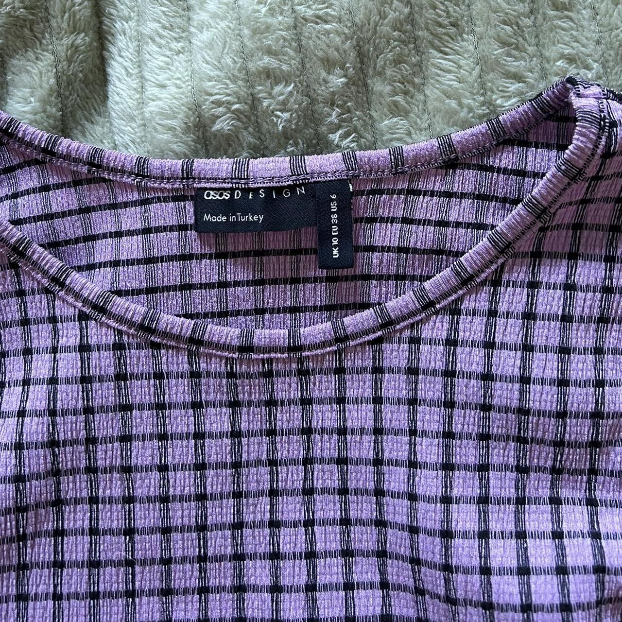 Purple checked top from asos Ties at the side... - Depop