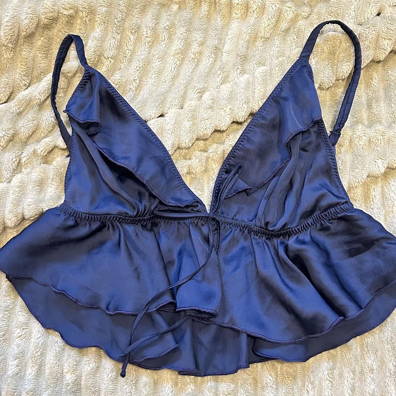 Dark blue satin crop top from Primark Super duper... - Depop