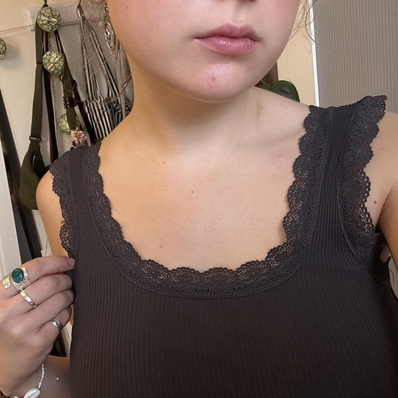 Basic black mini dress with lace details Worn a few... - Depop