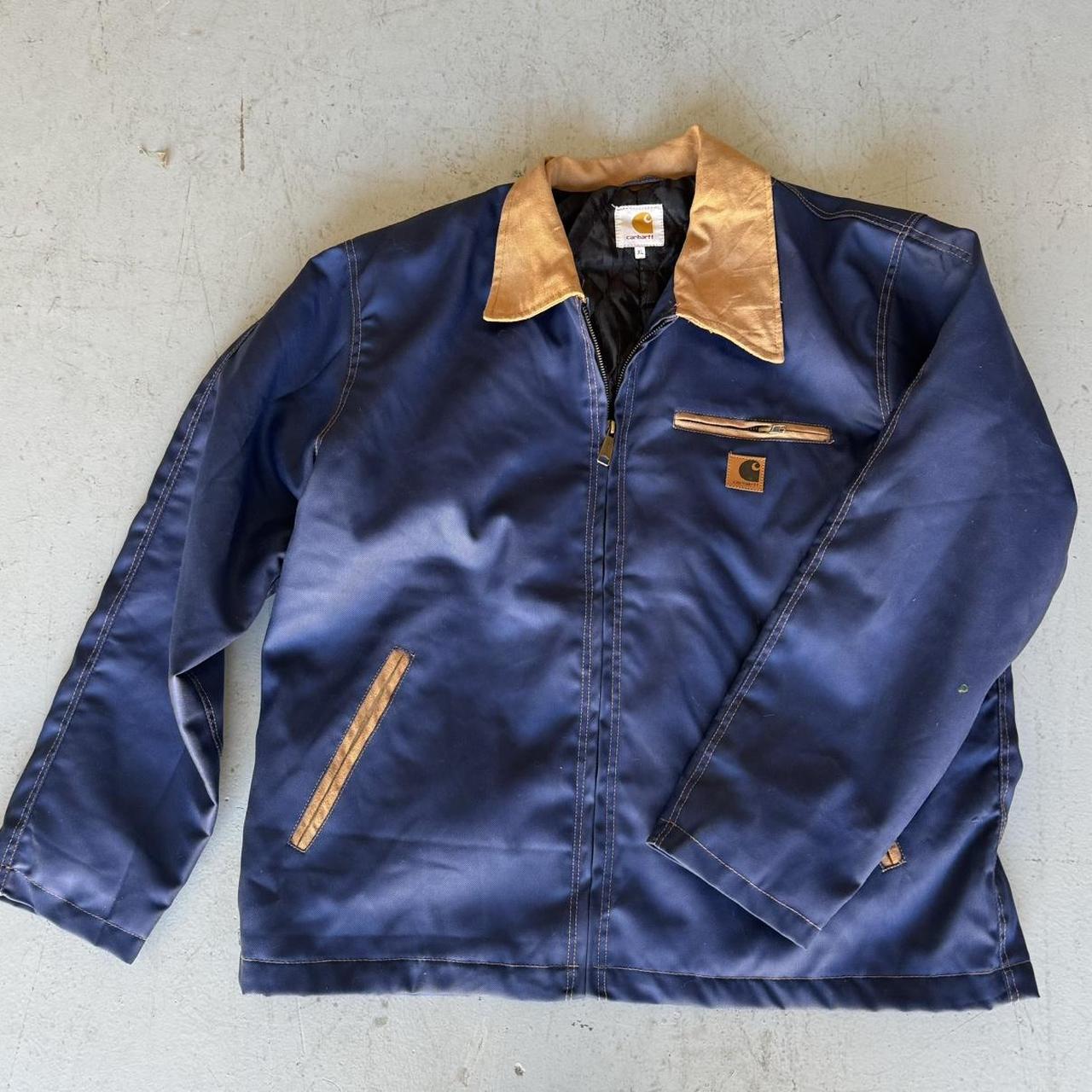 Carhartt blue workers jacket Size XL and... - Depop