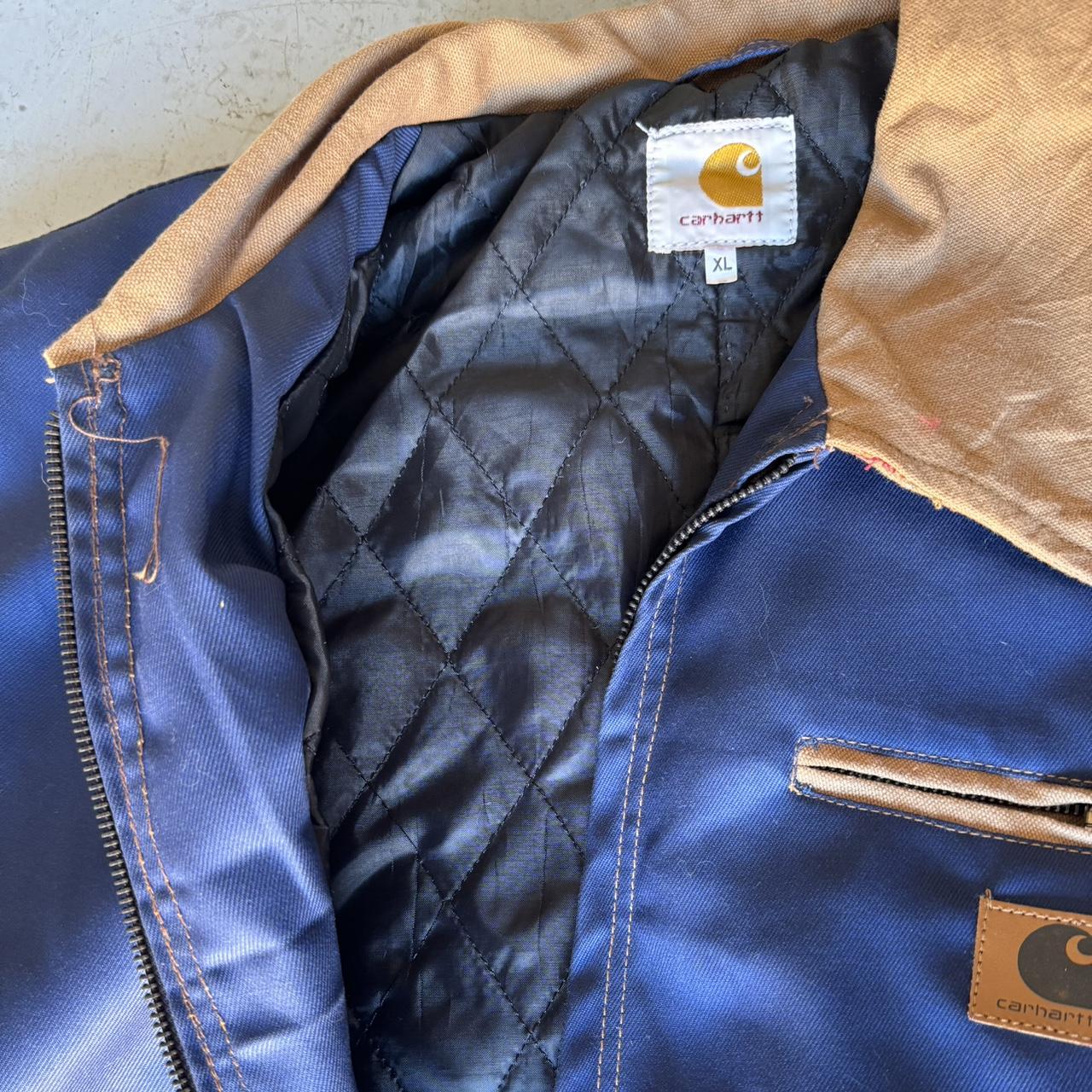 Carhartt blue workers jacket Size XL and... - Depop