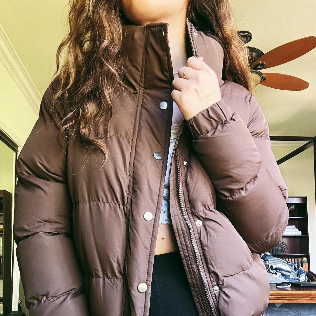 Cute brown puffer jacket! So warm and cozy! Perfect... - Depop