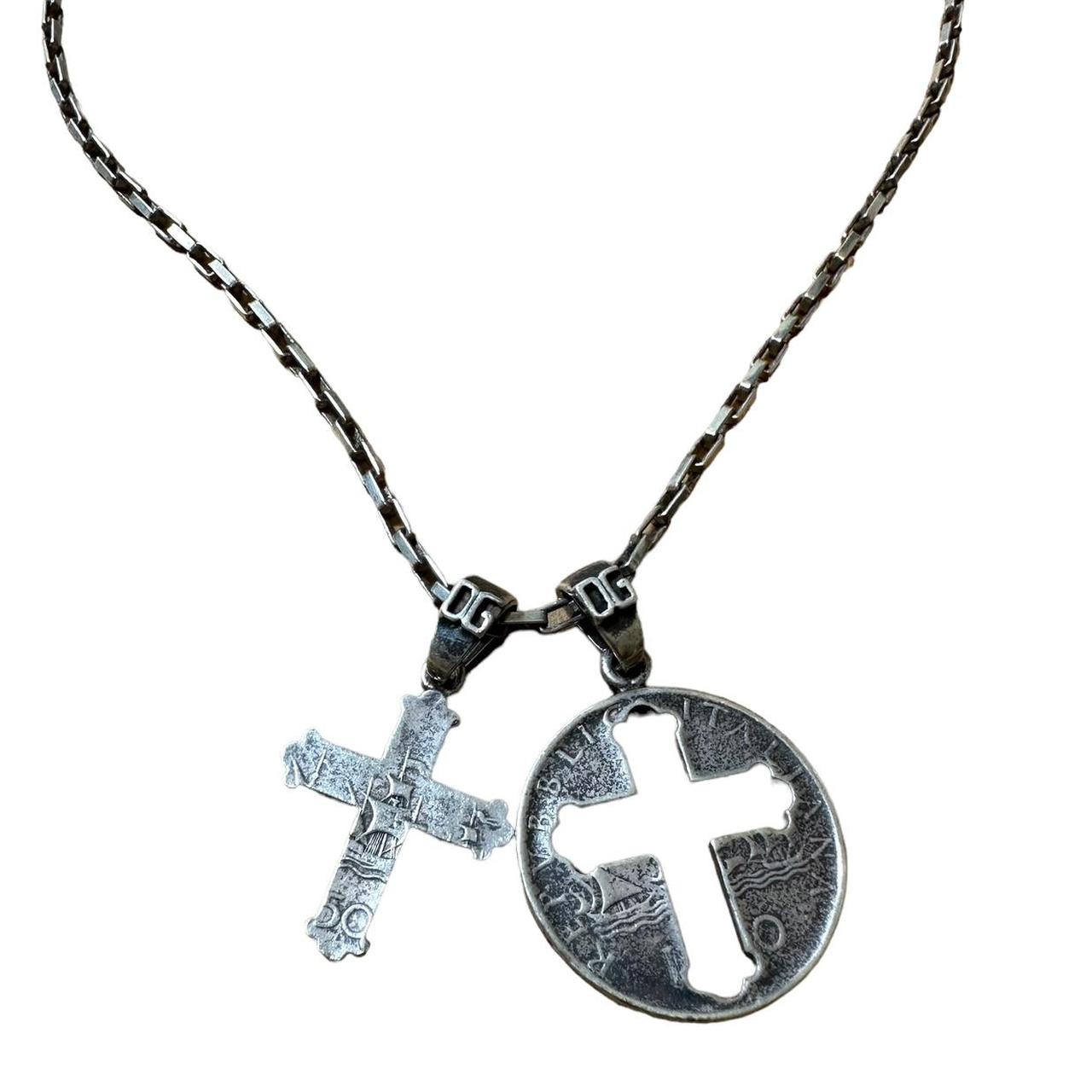 Dolce & Gabbana Coin Cross Chain Sterling Silver... - Depop