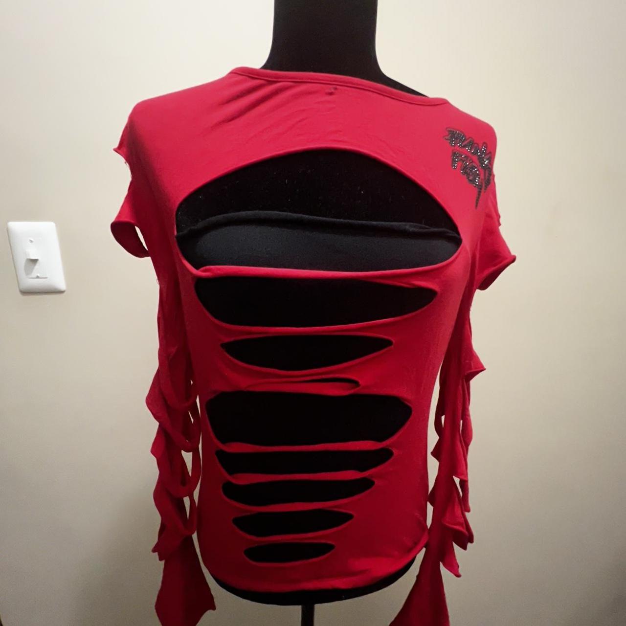 Punkyfish red and black cut out top. Super cute... - Depop