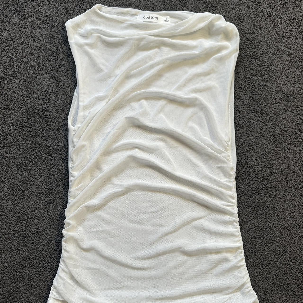 Glassons High Neck Layered Mesh Top White Size S... - Depop