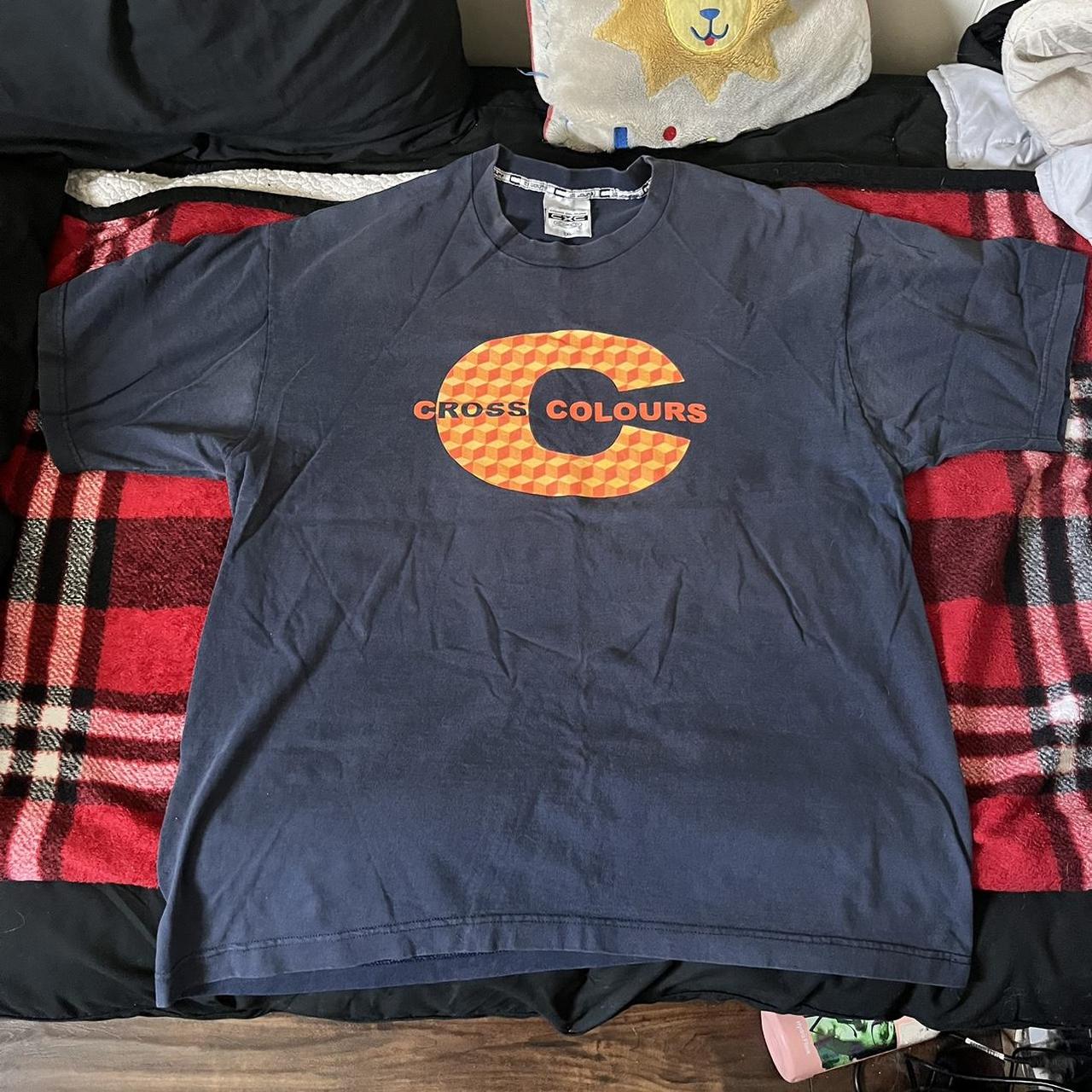 Vintage Y2K “Cross Colors” Tee in Navy Blue &... - Depop