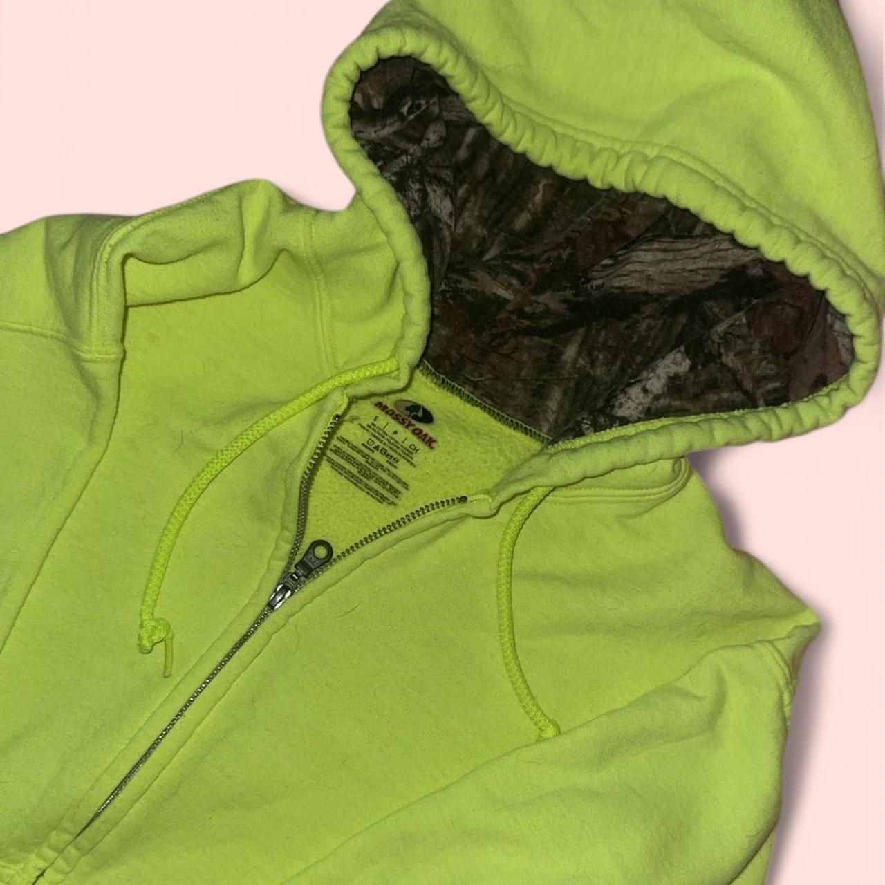 Stand out in this bold neon yellow zip-up hoodie... | Depop