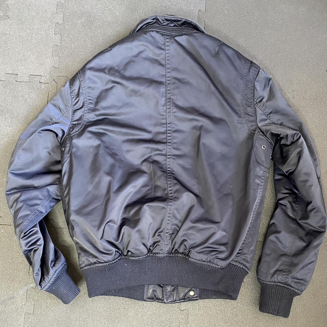 Zara Asymmetrical Bomber Jacket Navy blue with zip... - Depop