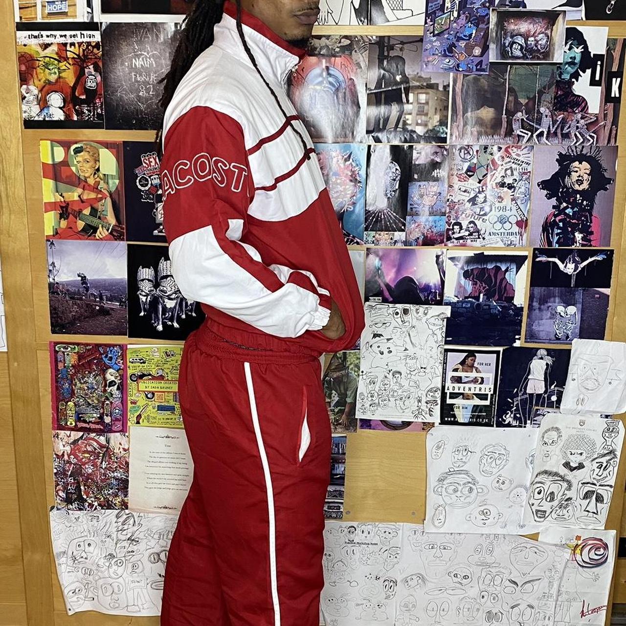 Lacoste Tracksuit Red and white shell suit with... - Depop